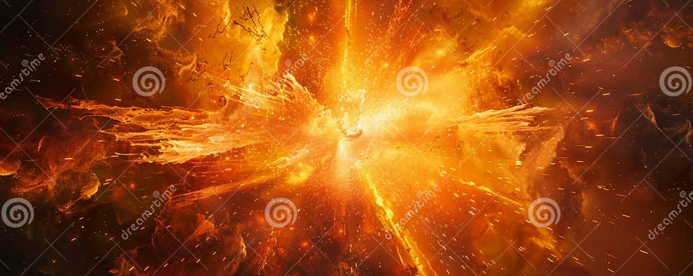 A Fire Background with an Explosion, Flames Bursting Outward and ...