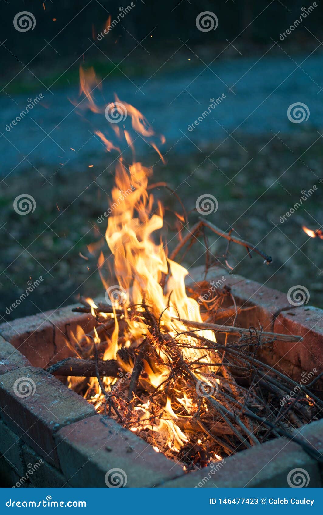 Fire in backyard at night stock image. Image of cookout - 146477423