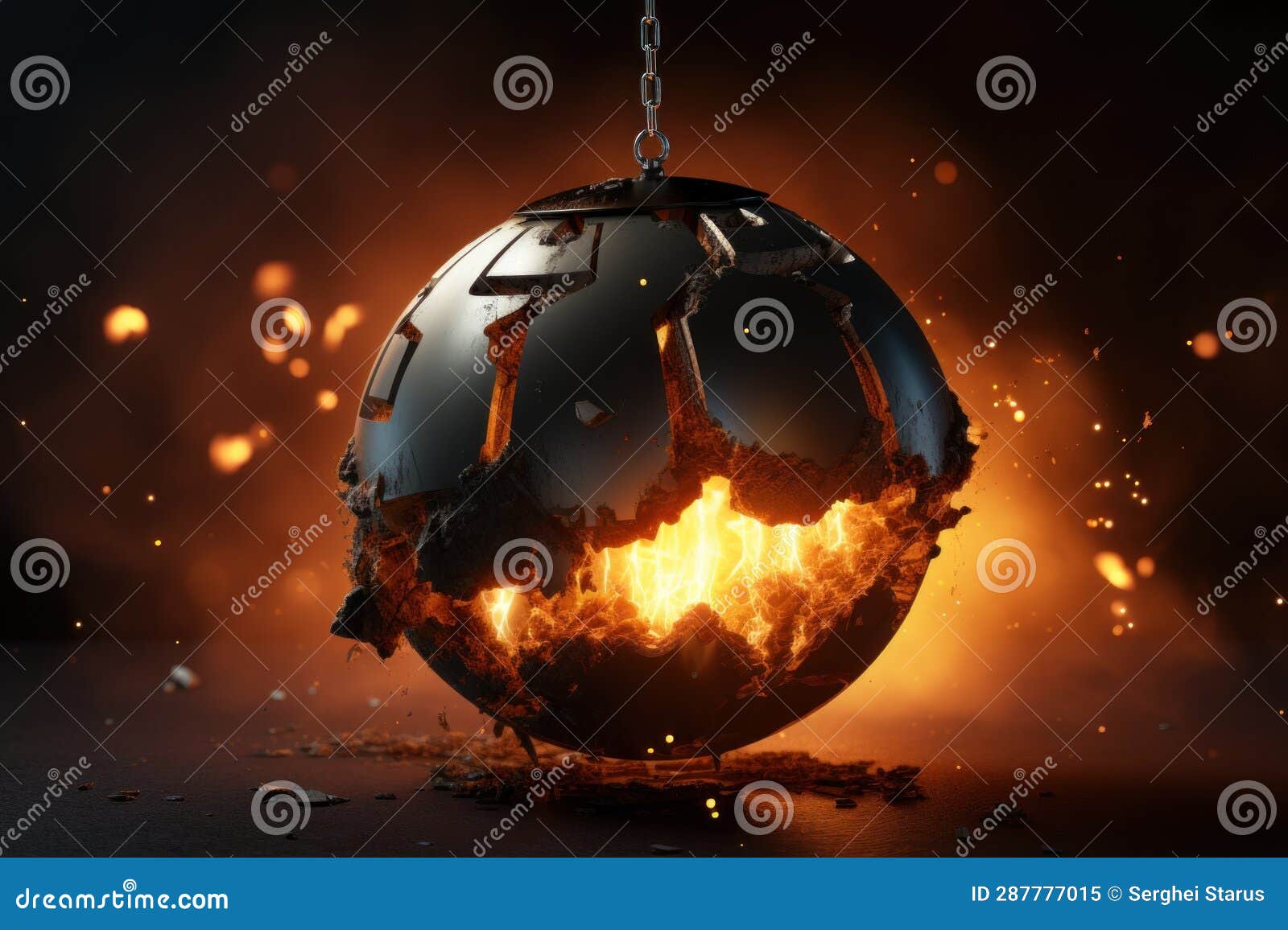 A Fire Ball with a Chain Hanging from it. Generative AI Image. Stock ...