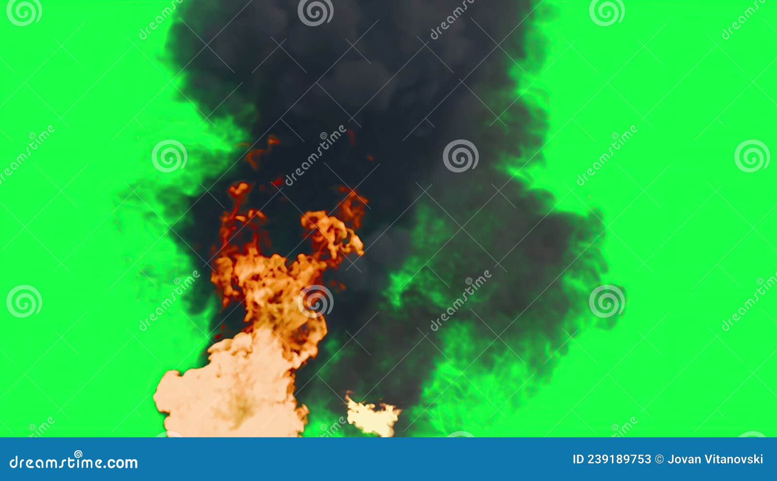 Fire Ball Explosion on Green Screen Stock Illustration - Illustration ...