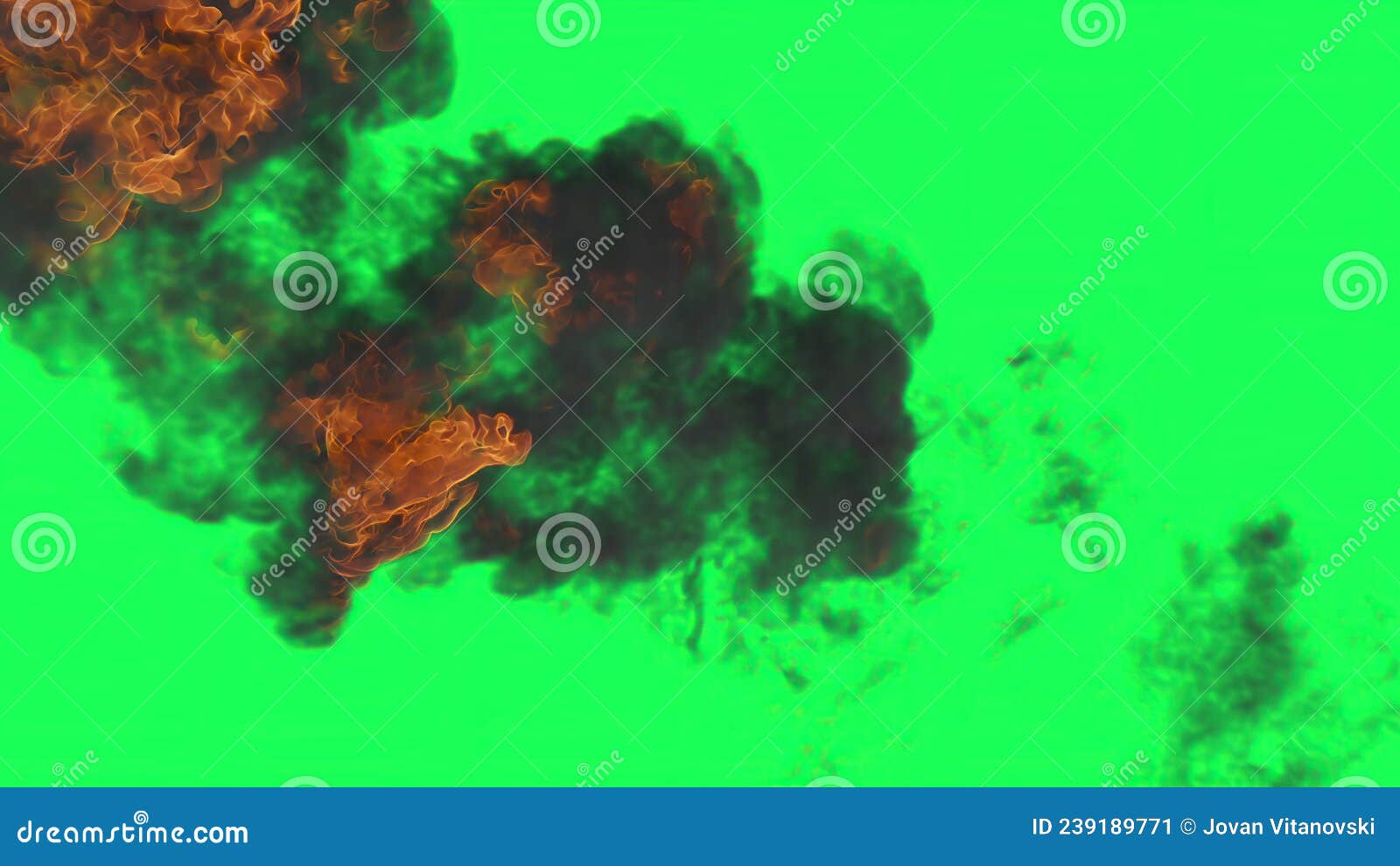 Fire Ball Explosion on Green Screen Stock Illustration - Illustration ...