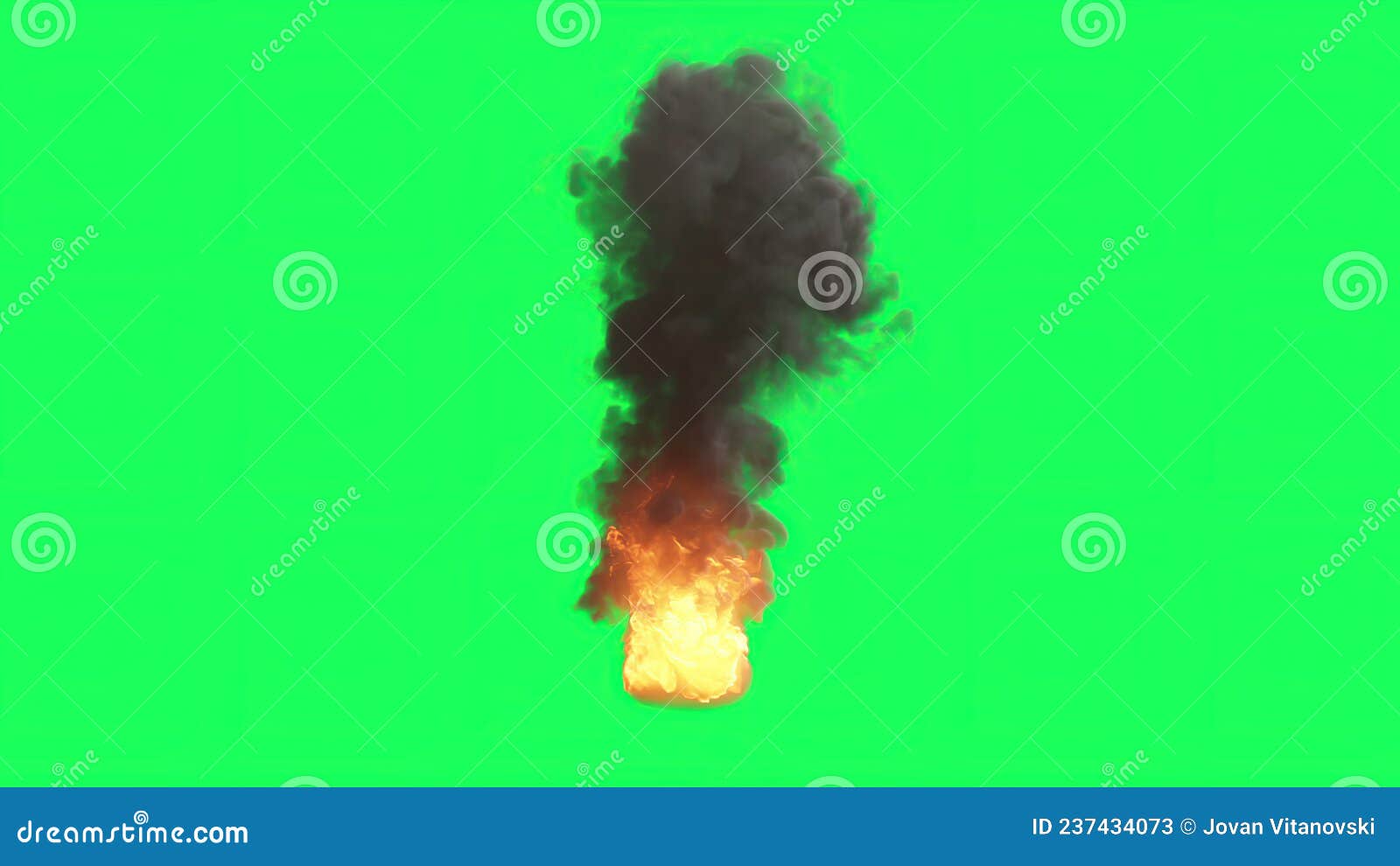 Fire Ball Explosion on Green Screen Stock Illustration - Illustration ...