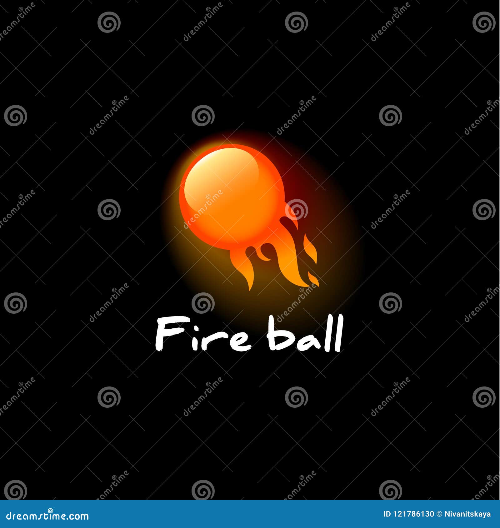 Fire Ball Logo. Fire Ball Emblem. Burning Sphere with Hot Light on a ...