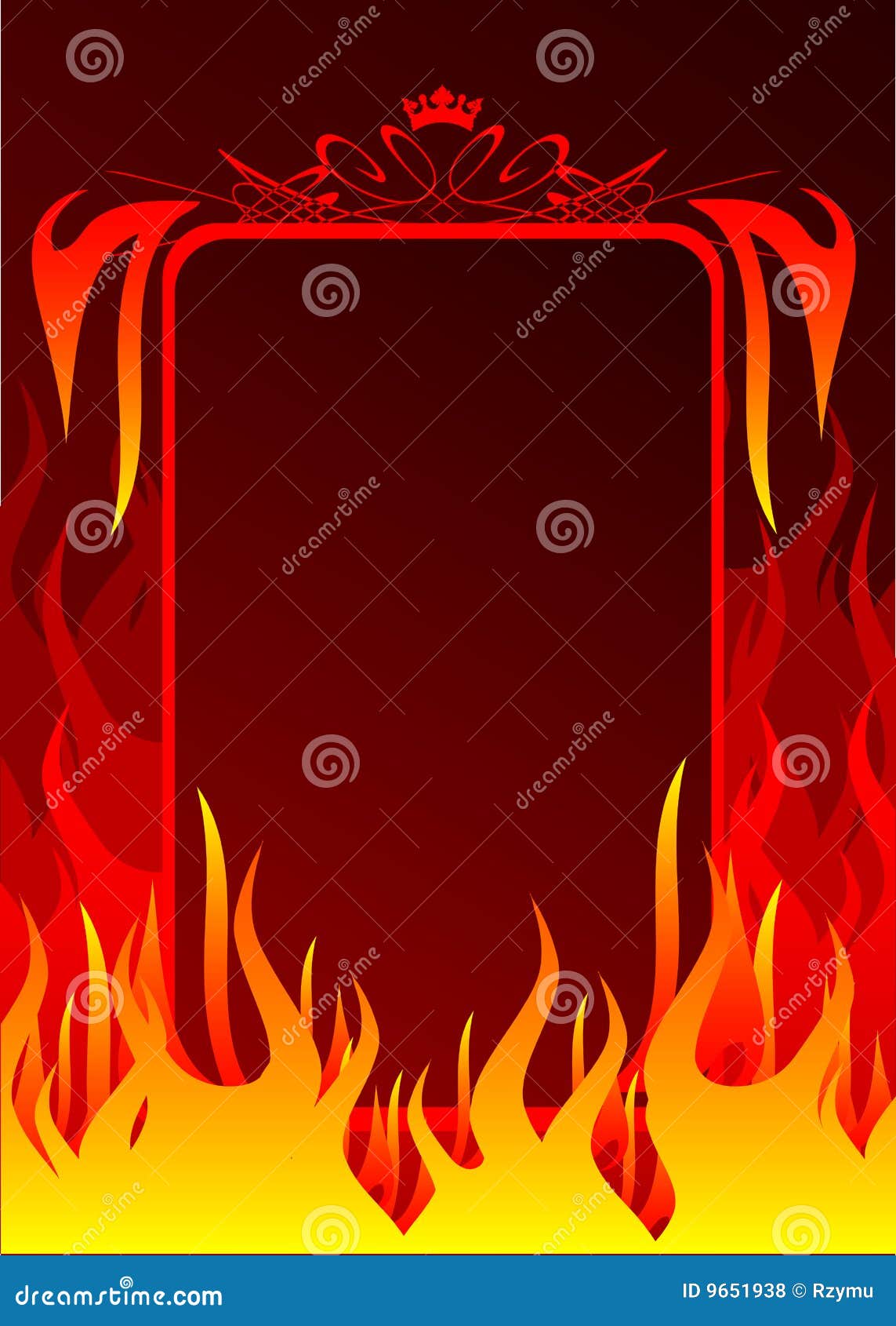 Fire Banner. Flame Border Blazing Silhouette Or Eternal Flames. Hell ...
