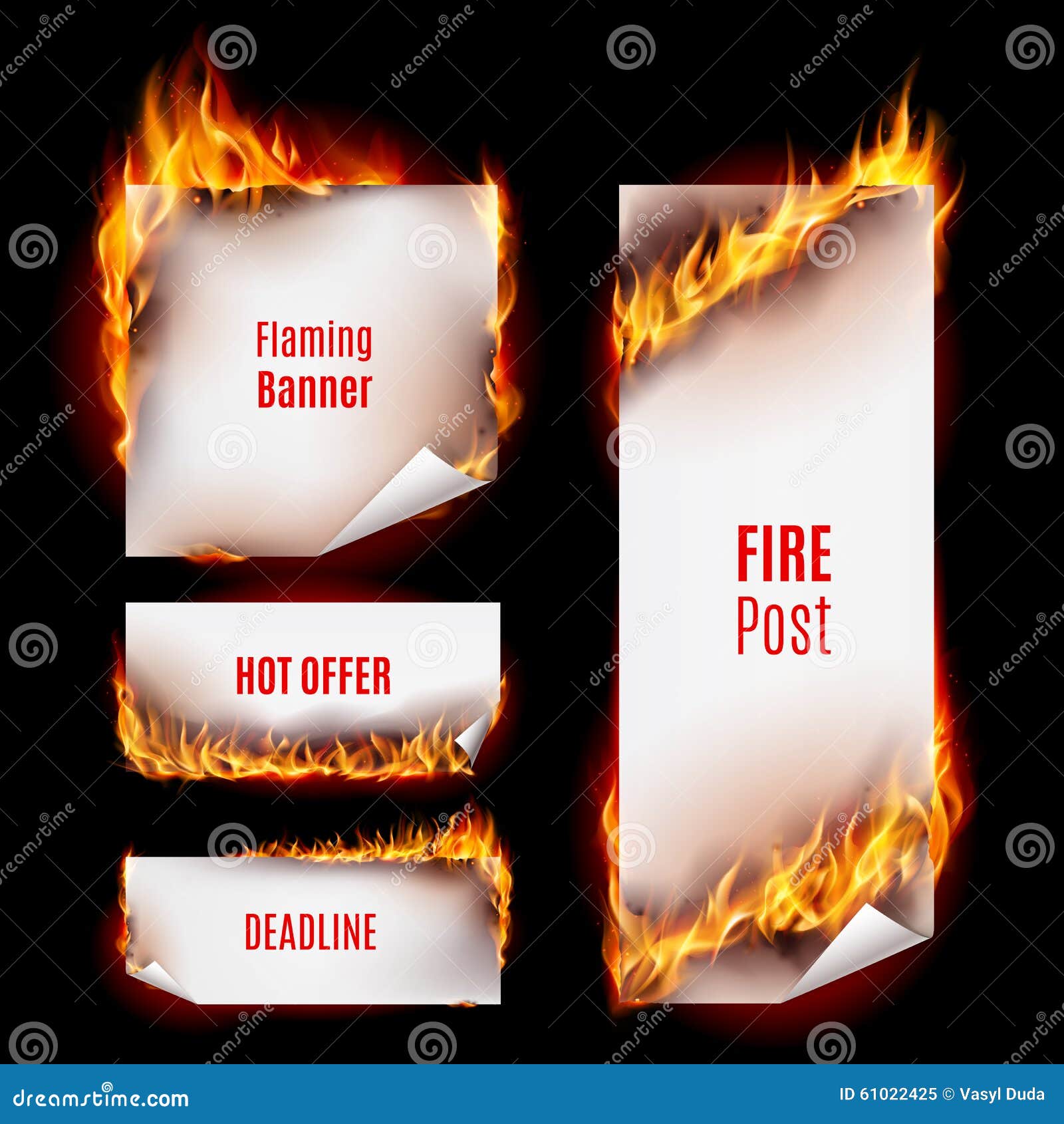 Fire banners stock vector. Illustration of offer, fiery - 61022425