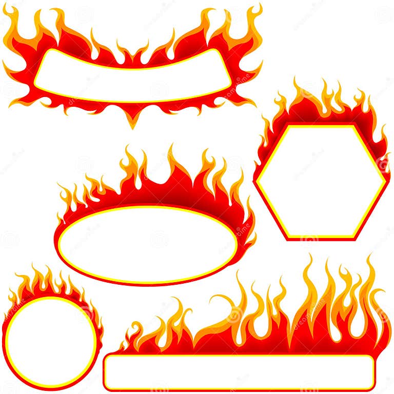 Fire Banners Set stock vector. Illustration of rectangle - 7874243