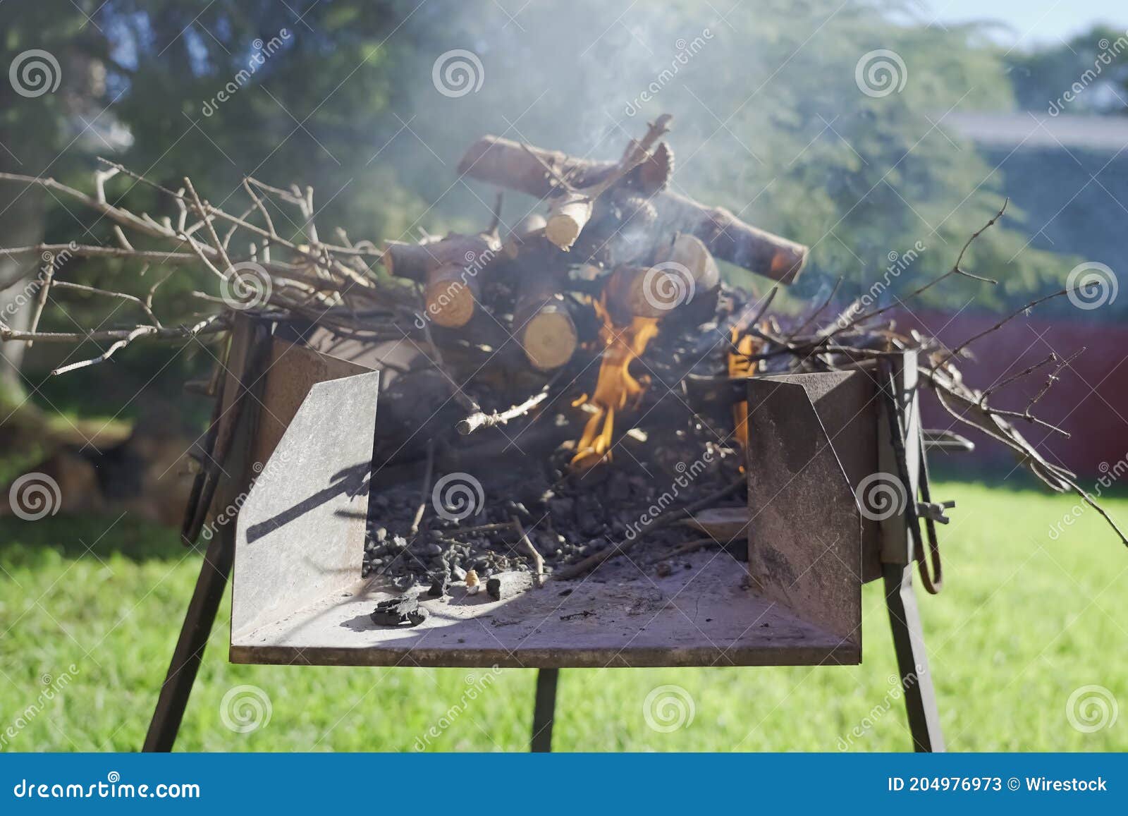 Fire for Barbecue in the Home Garden Stock Image - Image of cooking ...