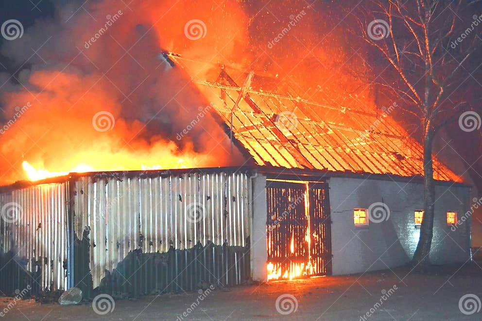 Fire in a Barn stock photo. Image of michaelvanhoof1990 - 57901814