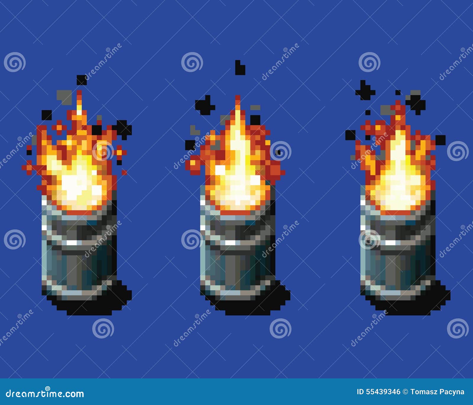 Fire In The Barrel - Animation Frames Video Game Asset Pixel Art Vector ...
