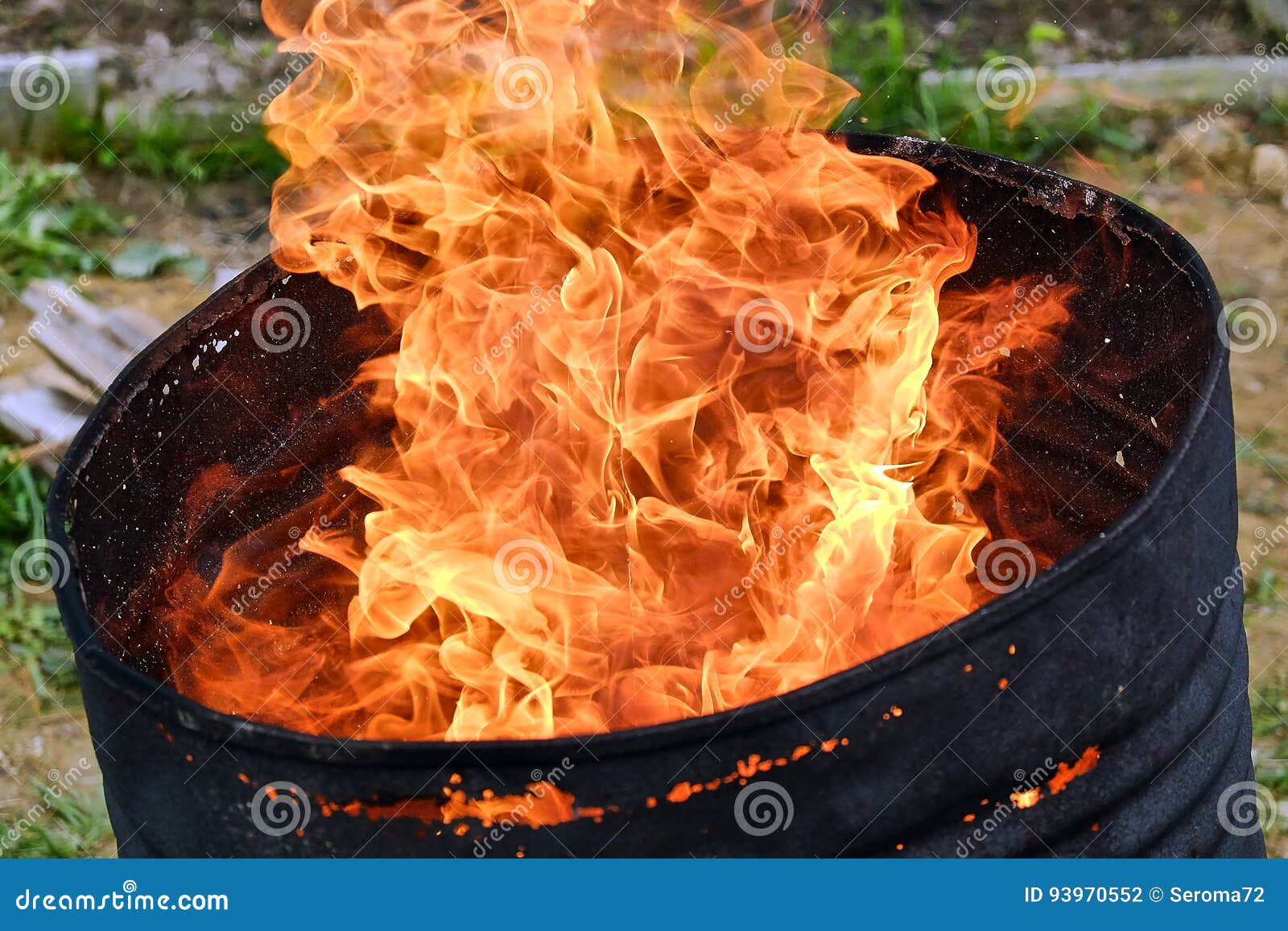 Fire in a barrel stock photo. Image of hell, inferno - 93970552