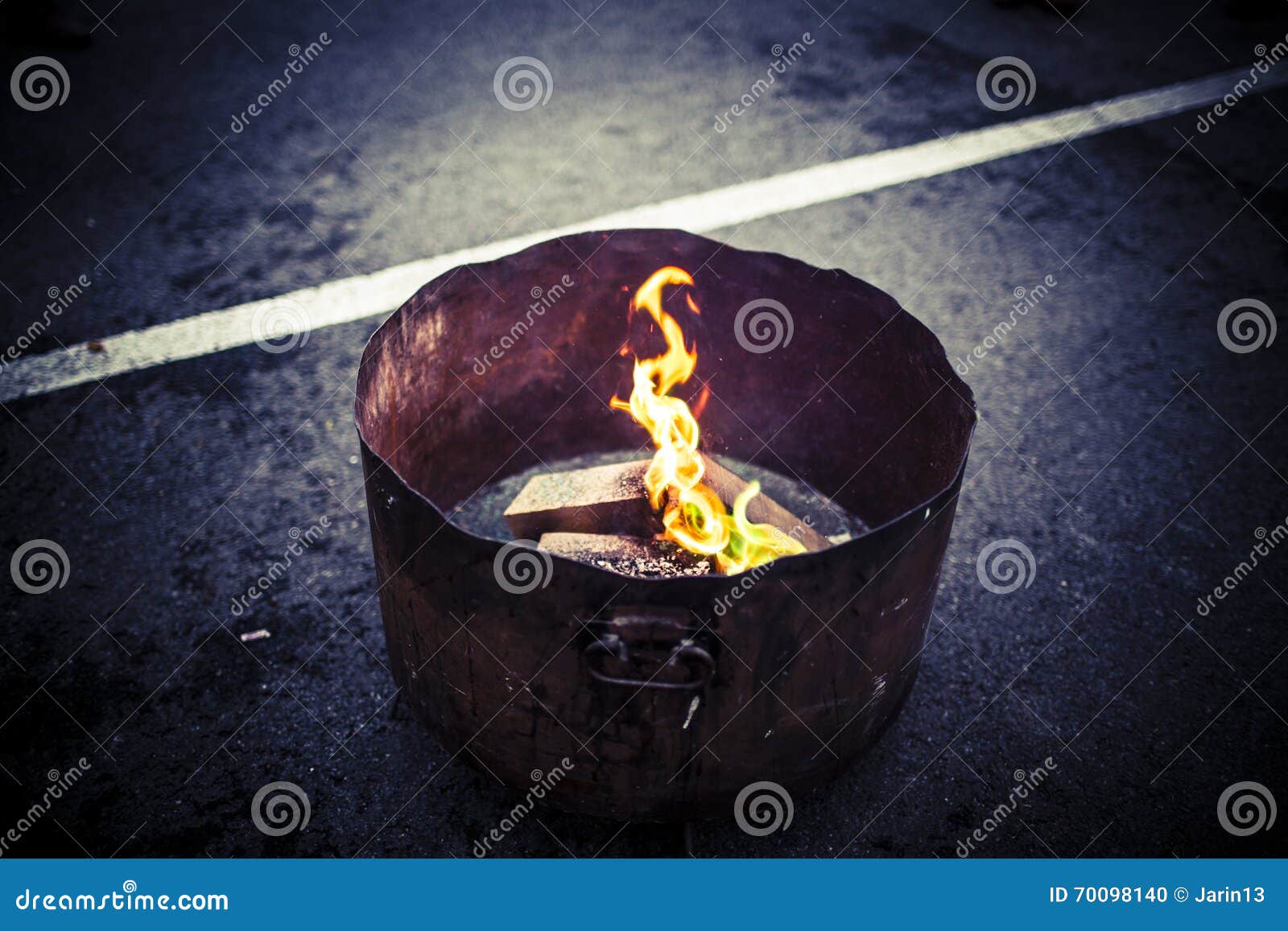Fire in the barrel stock photo. Image of orange, homeless - 70098140