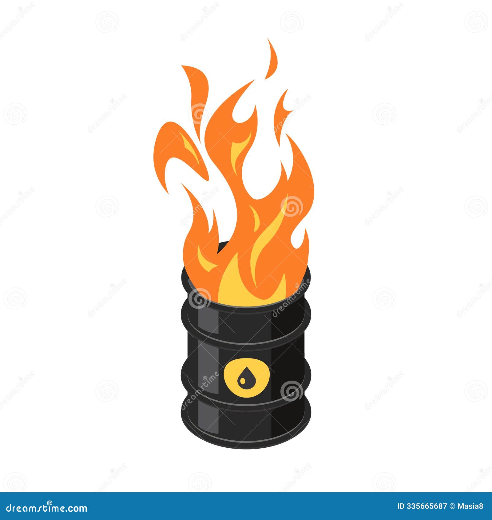 Fire in a Barrel in Isometric View, Vector Stock Illustration ...