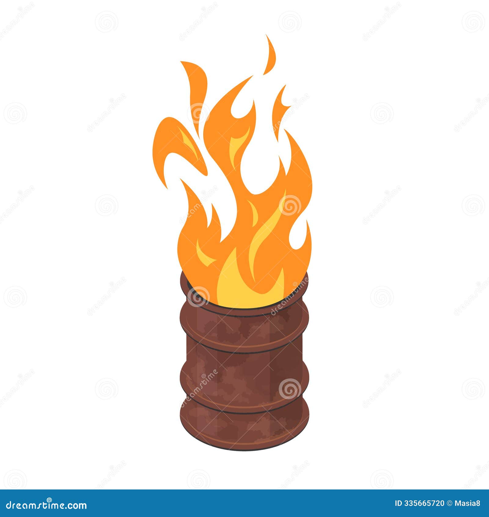 Fire in a Barrel in Isometric View, Vector Stock Illustration ...