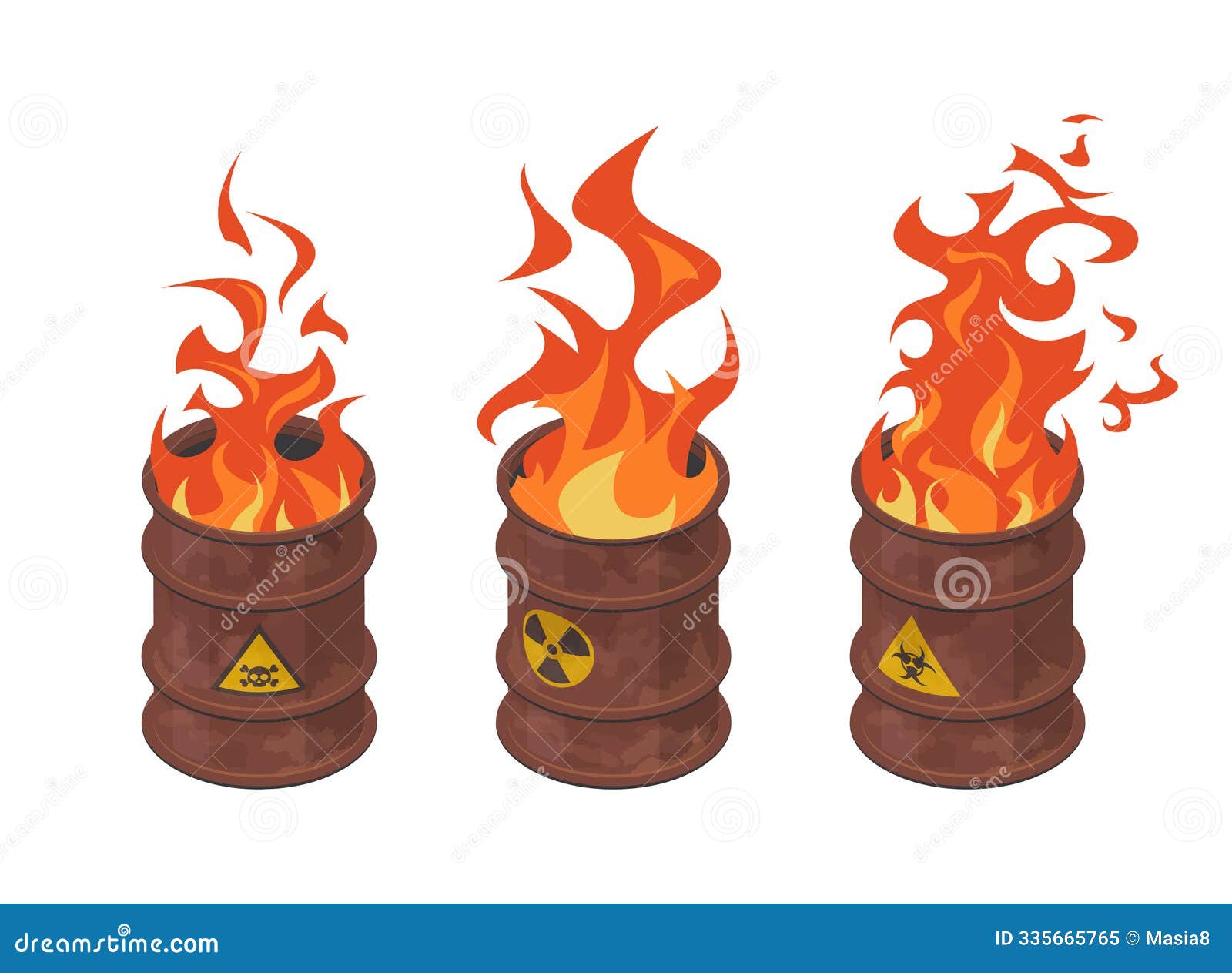 Fire in a Barrels in Isometric View, Vector Stock Illustration ...