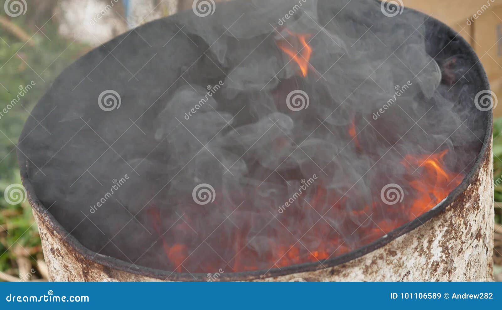 Fire in Barrels Oil Tank stock image. Image of pollute - 101106589