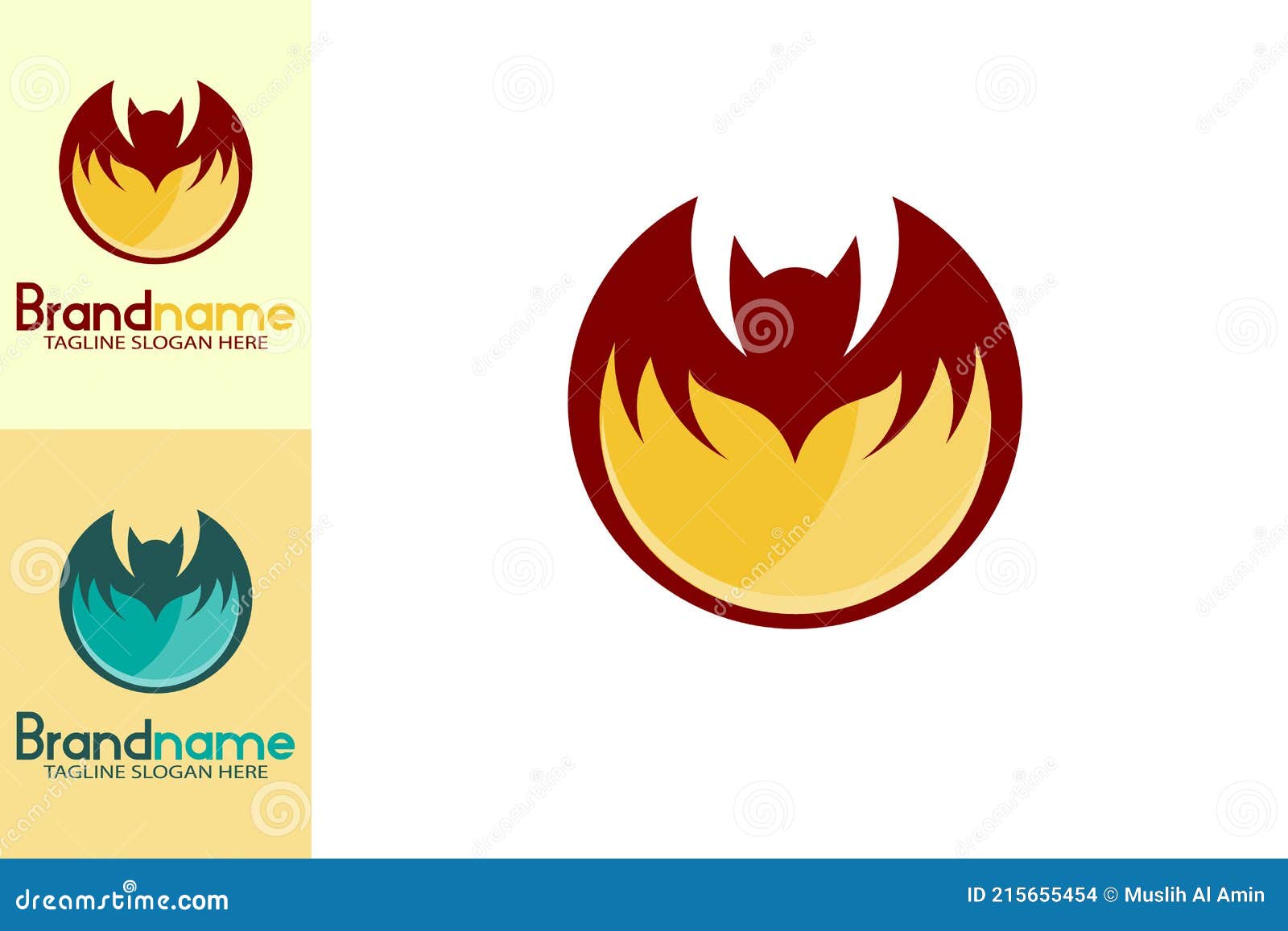 Fire Bat Logo stock vector. Illustration of animal, circle - 215655454