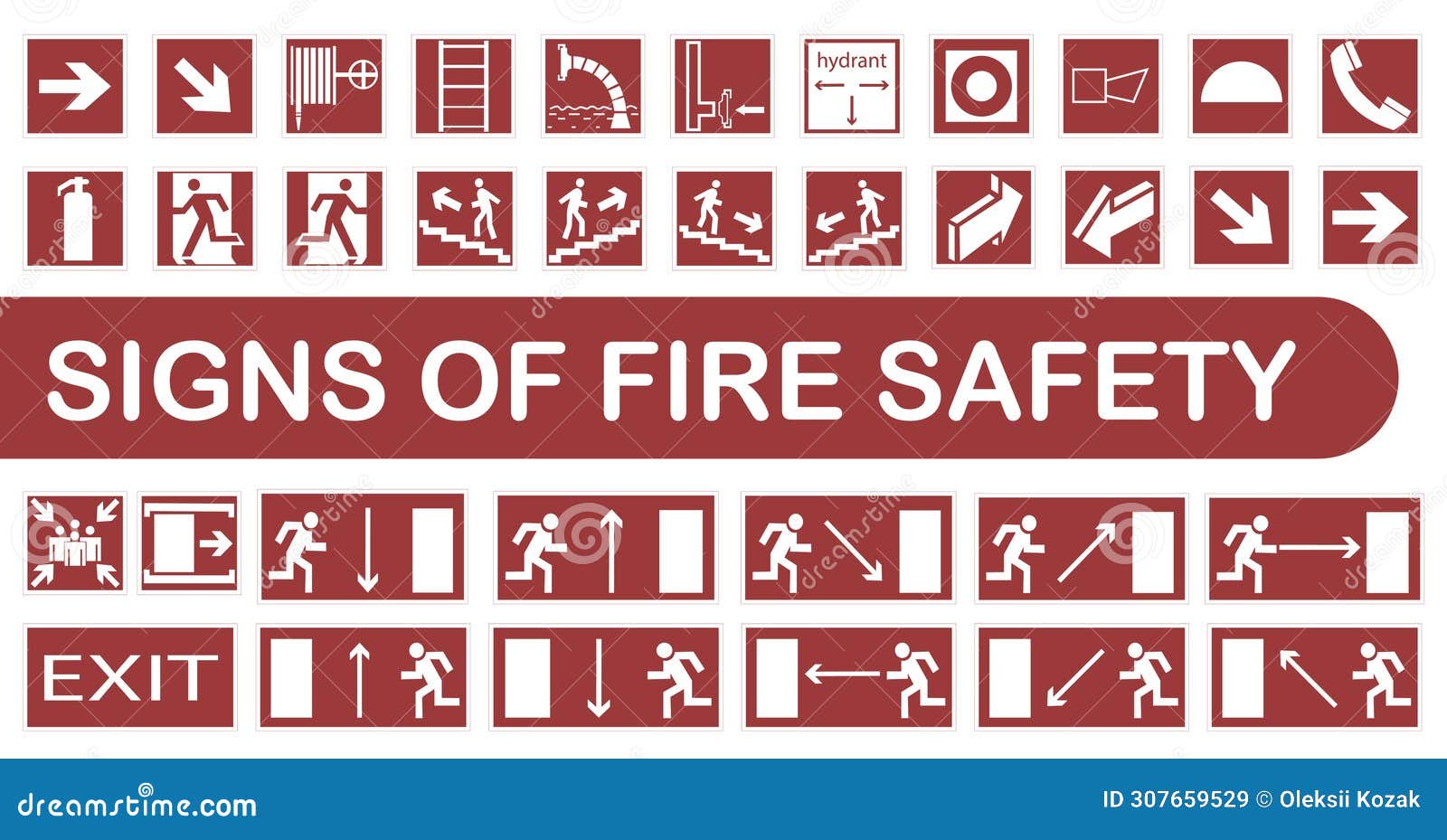 Fire Behavior Rules. Fire Signs Stock Vector - Illustration of wash ...