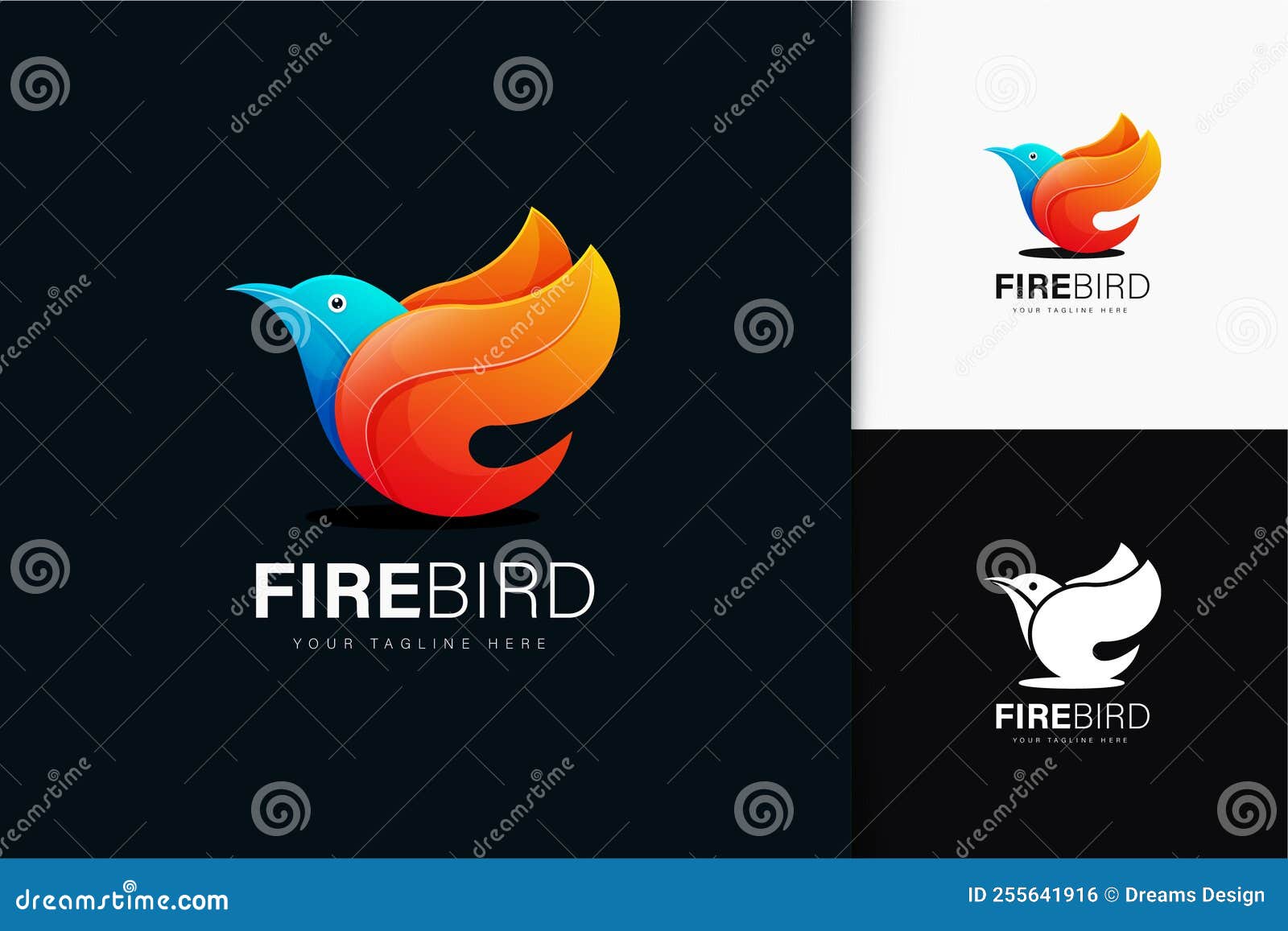 Fire Bird Logo Design with Gradient Stock Vector - Illustration of ...