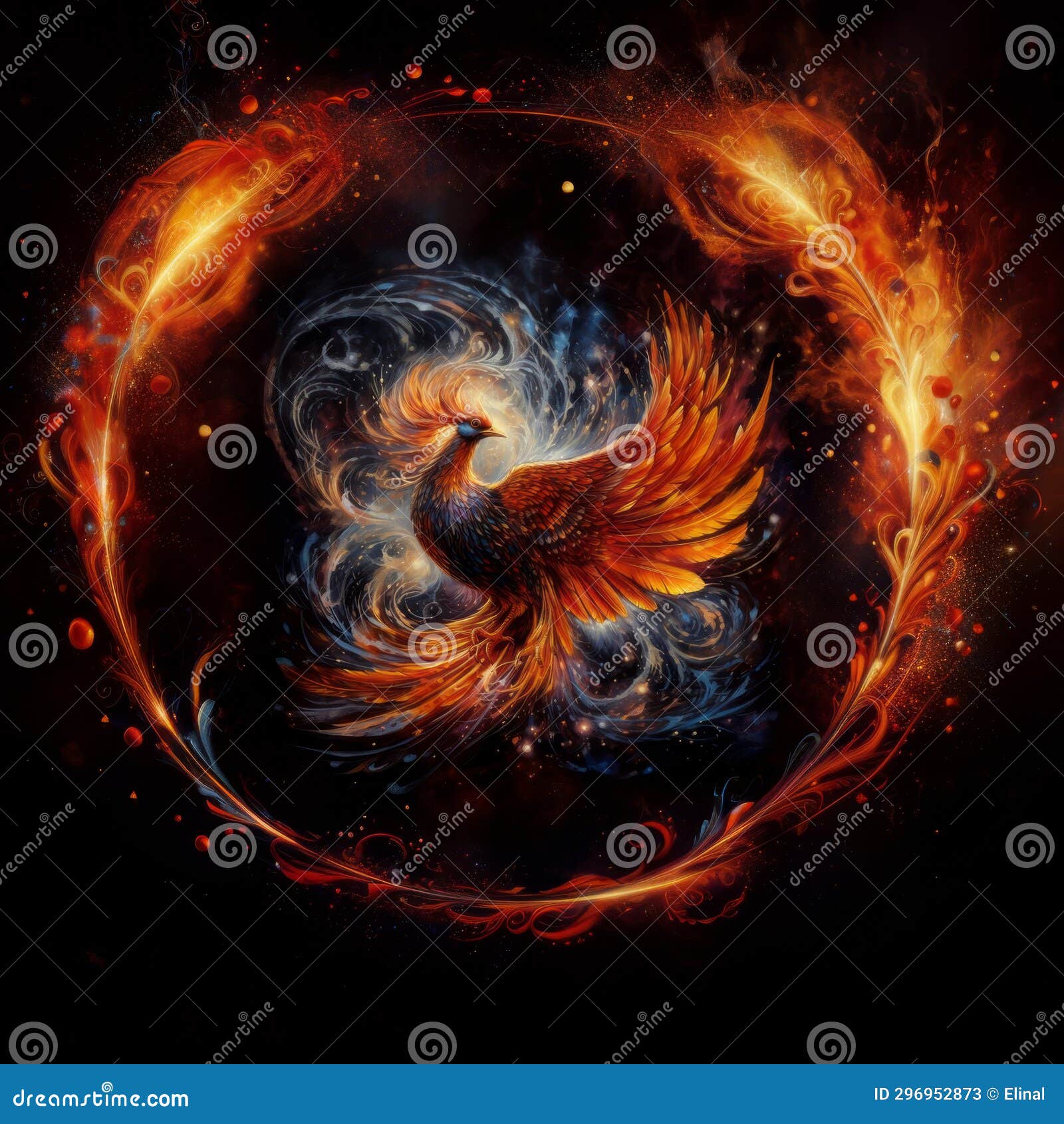 Fire Bird, Phoenix, Mythology. Metaphor of Rebirth in Flame. AI ...