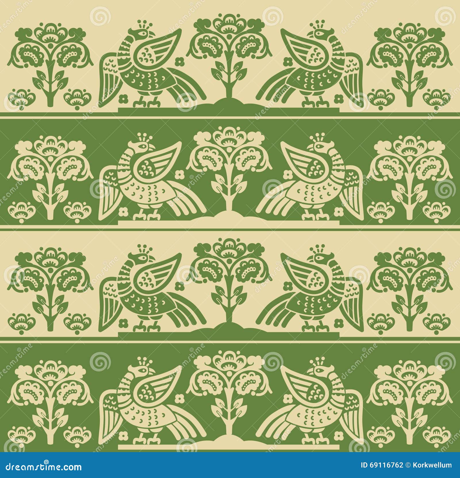 Fire Bird Phoenix, Seamless Pattern, Vector Illustration. Firebird Logo ...