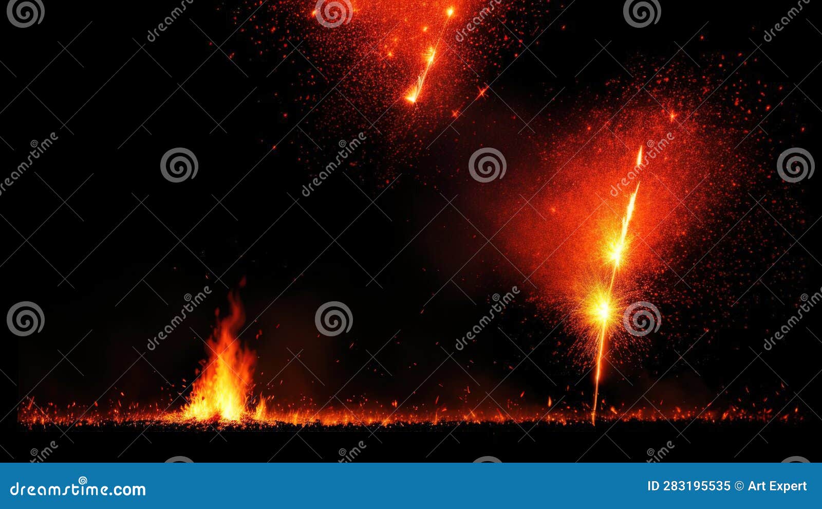 Fire on a Black Background. Abstract Background Stock Illustration ...