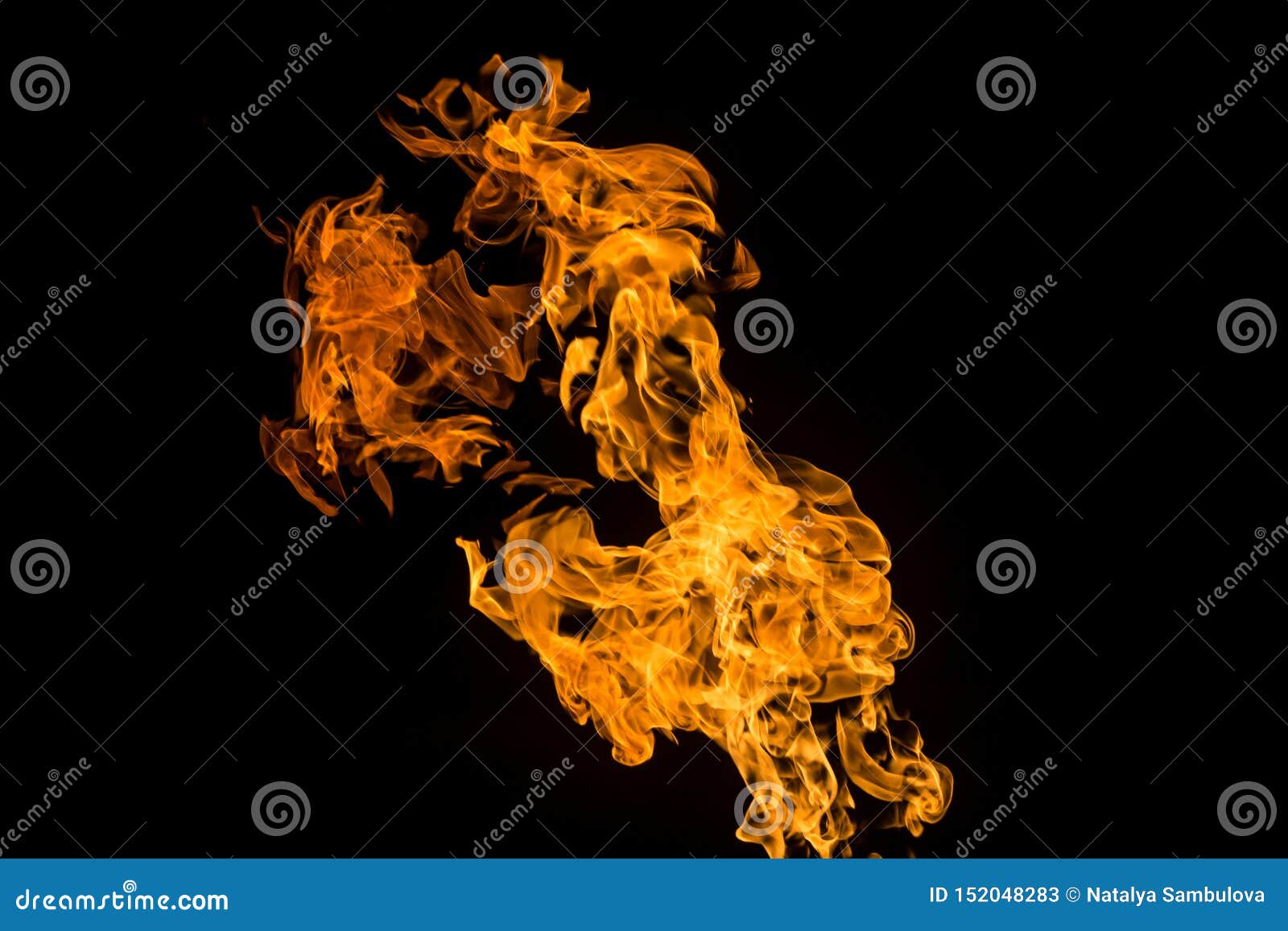 Fire on Black Background. Fiery Patterns. Burning Flame Stock Image ...