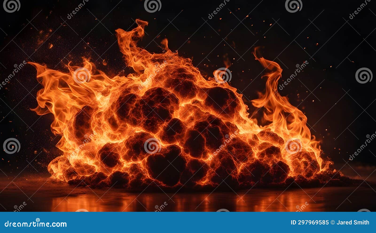 Fire on Black a Blast of Fire in the Darkness, Creating a Stunning ...