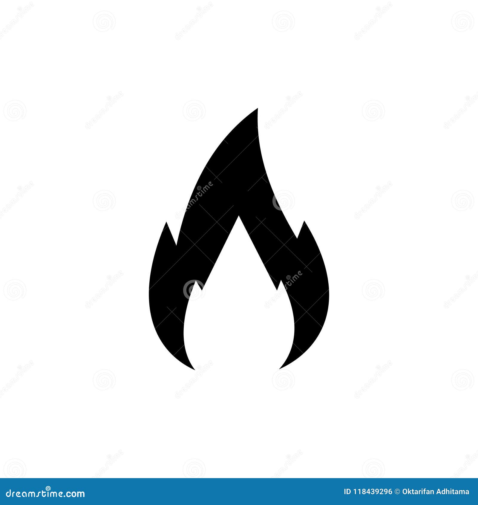 Fire Black Icon stock vector. Illustration of caution - 118439296