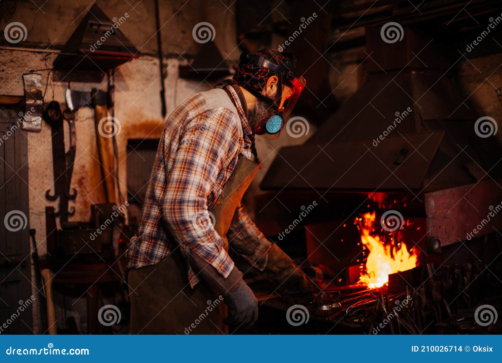 Fire of Blacksmith in the Blacksmith& X27;s Workshop. Stock Photo ...