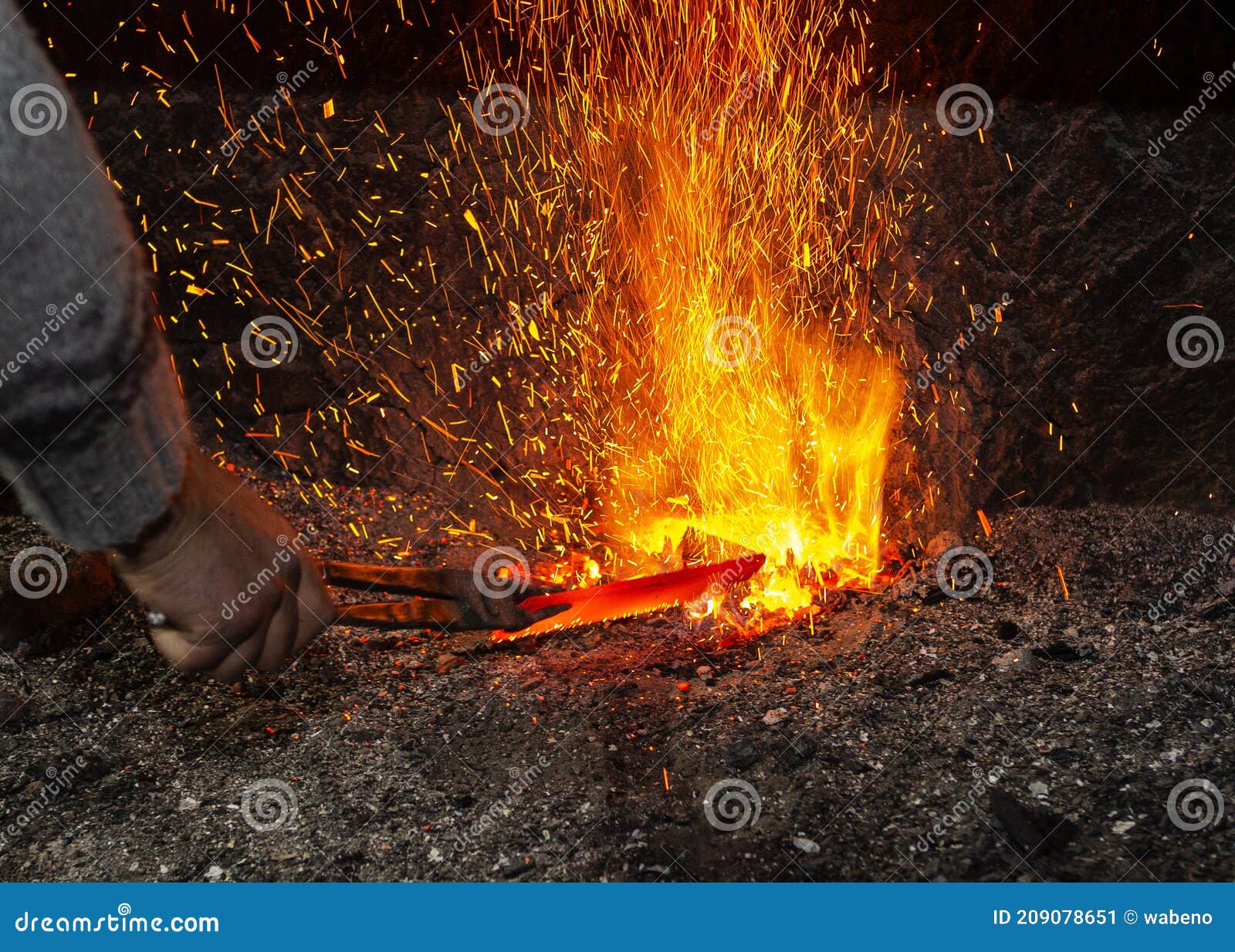 Smithy Fire Flame Tips with Sparks Stock Image - Image of dirty, fire ...