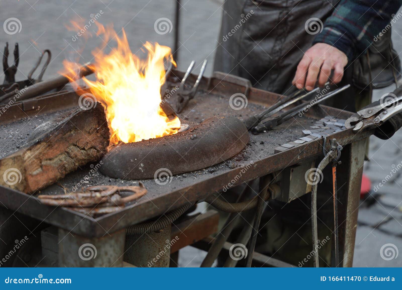 Fire on the Blacksmith& X27;s Table Stock Photo - Image of forging ...