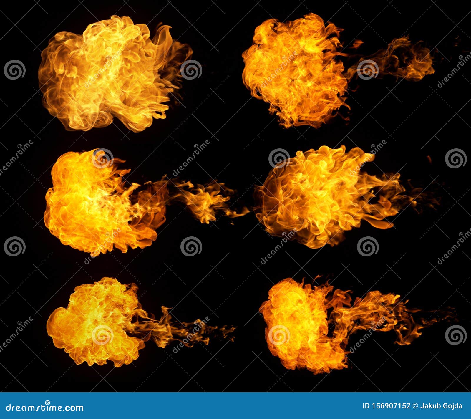 Fire Blasts Collection on Black Background Stock Photo - Image of ...