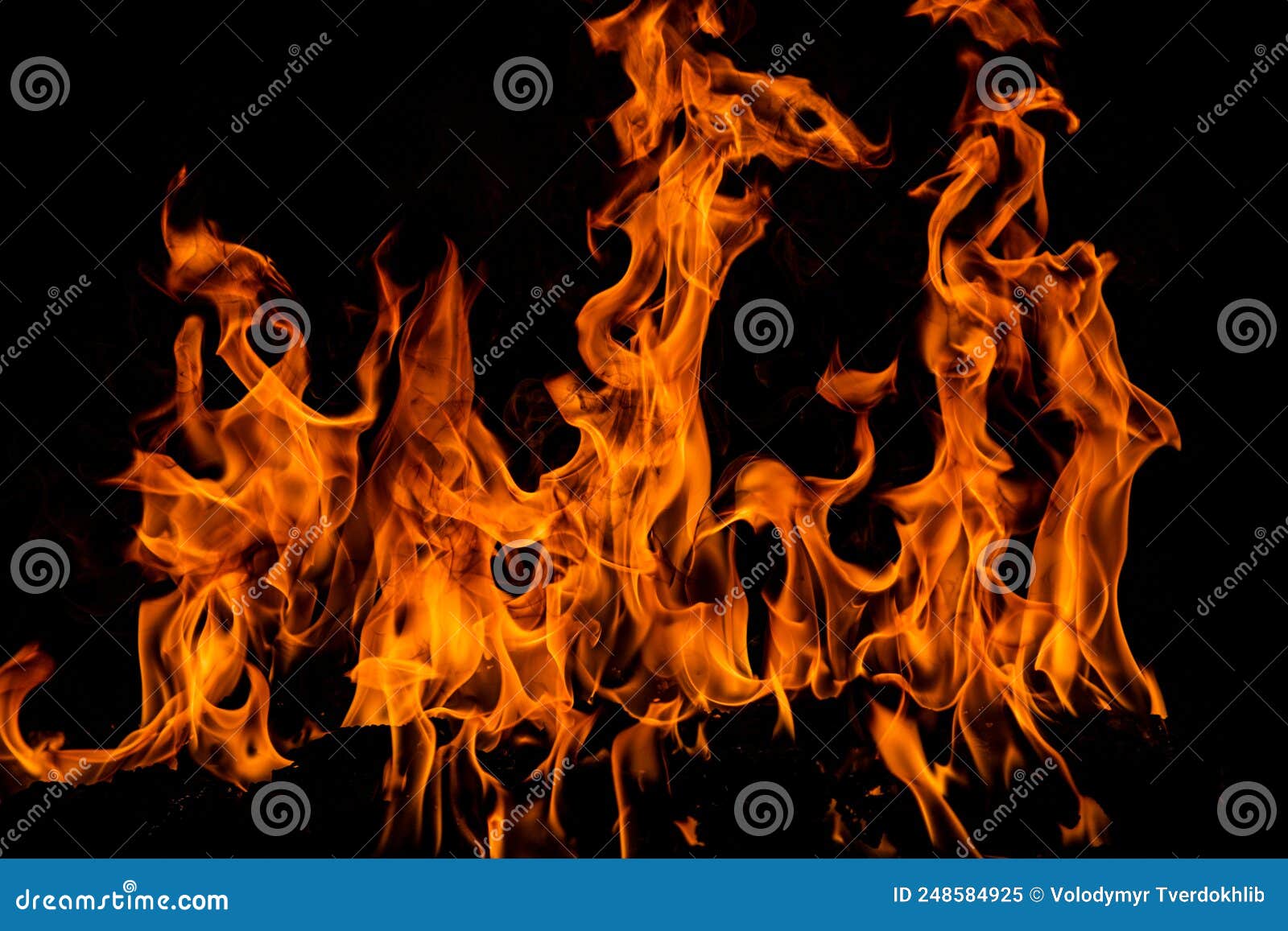 Fire Blaze Flames on Black Background. Fire Burn Flame Isolated ...