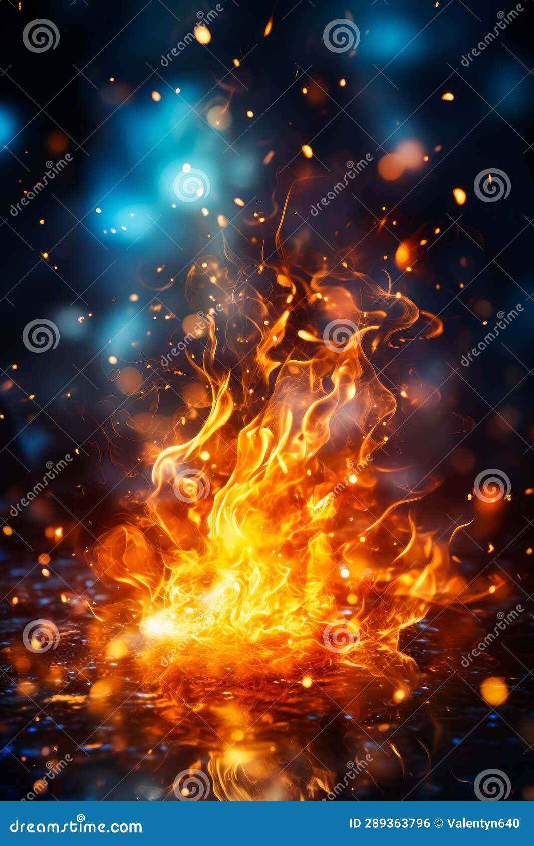 Fire is Blazing in the Dark with Bright Lights on it. Generative AI ...