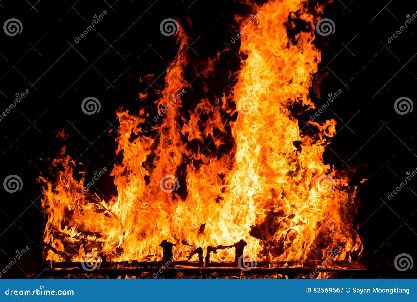 Fire Blazing in the Darkness. Stock Image - Image of danger, closeup ...