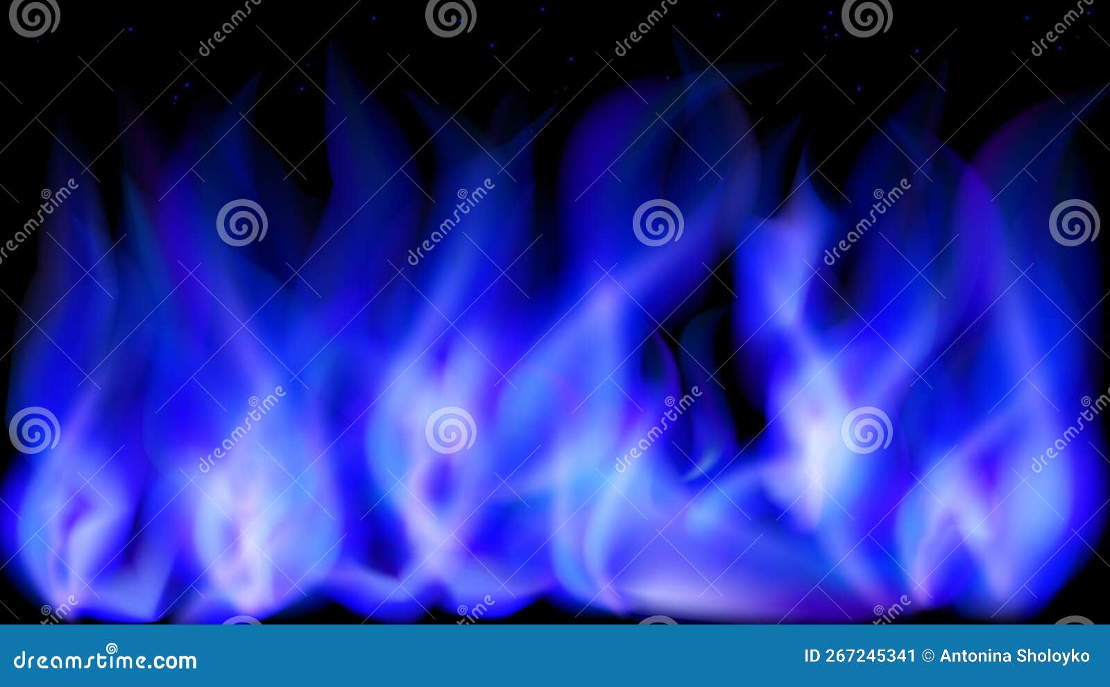 Exclusive Illustration. the Fire is Blue. Flame on a Black Background ...