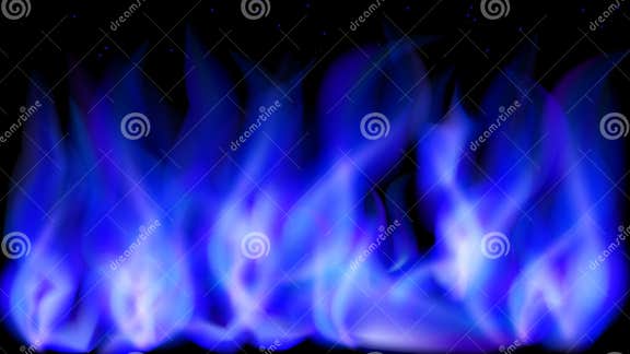 Exclusive Illustration. the Fire is Blue. Flame on a Black Background ...