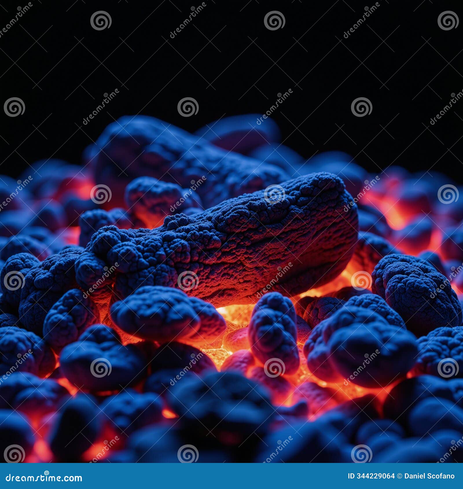 Fire Blue Embers Particles Texture Overlay with Burn Effect on an ...