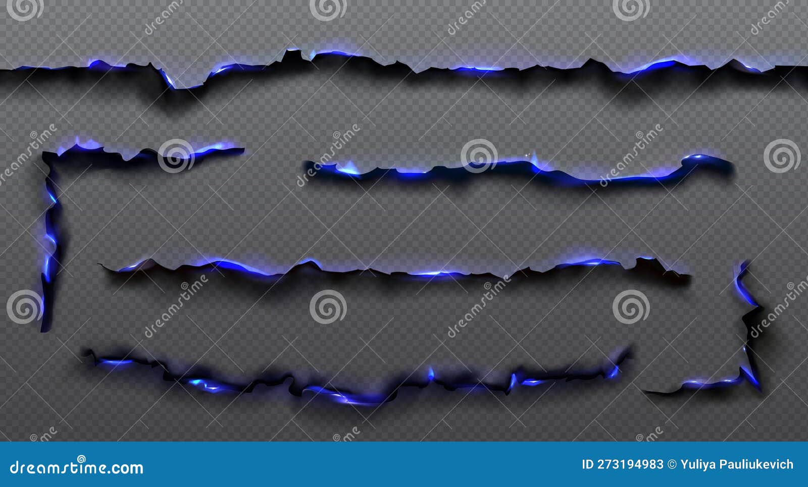 Fire, Blue Flame on Burnt Paper Edges Stock Vector - Illustration of ...