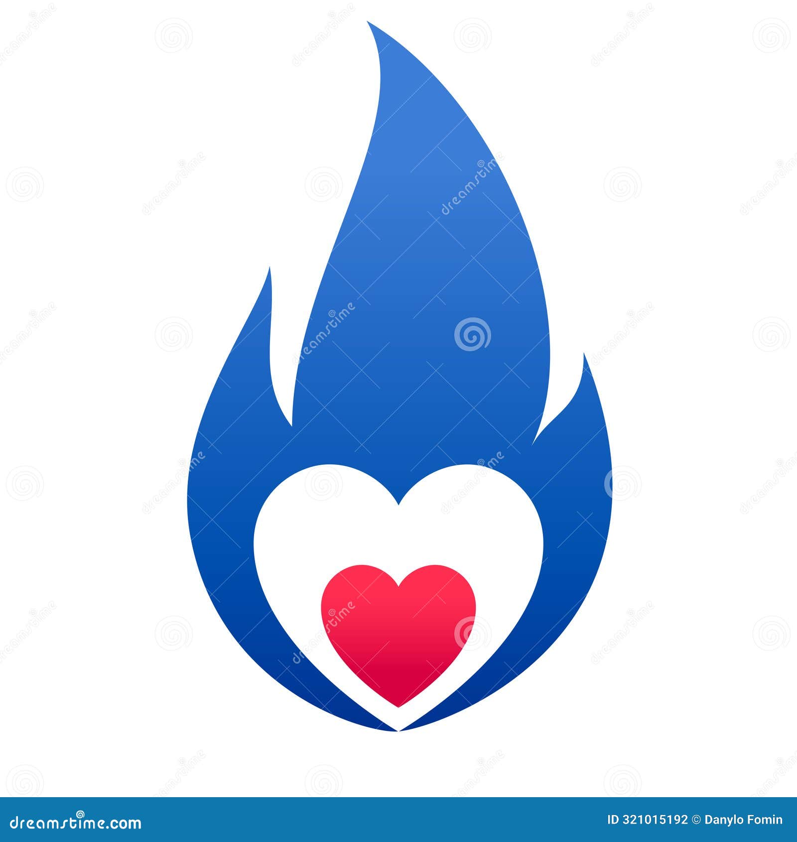 Fire Blue Flame, Hot Red Heart Symbol Stock Vector - Illustration of ...