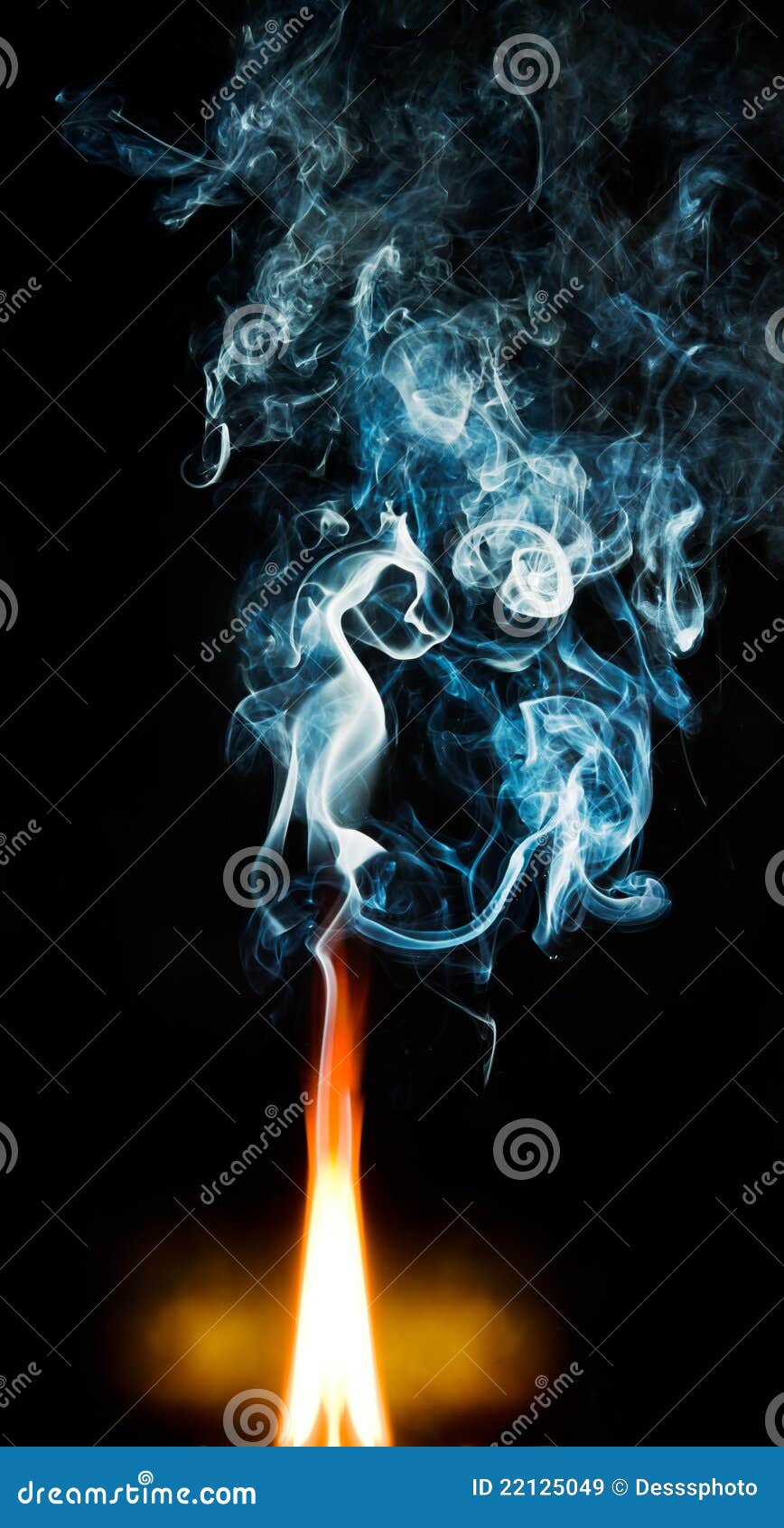 Fire and blue smoke stock image. Image of detail, magical - 22125049