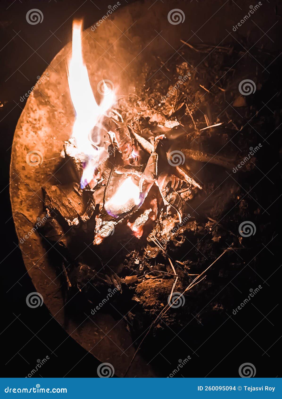 Fire with Blur Ash Effect. a Bright Bonfire on a Warm Spring Evening ...