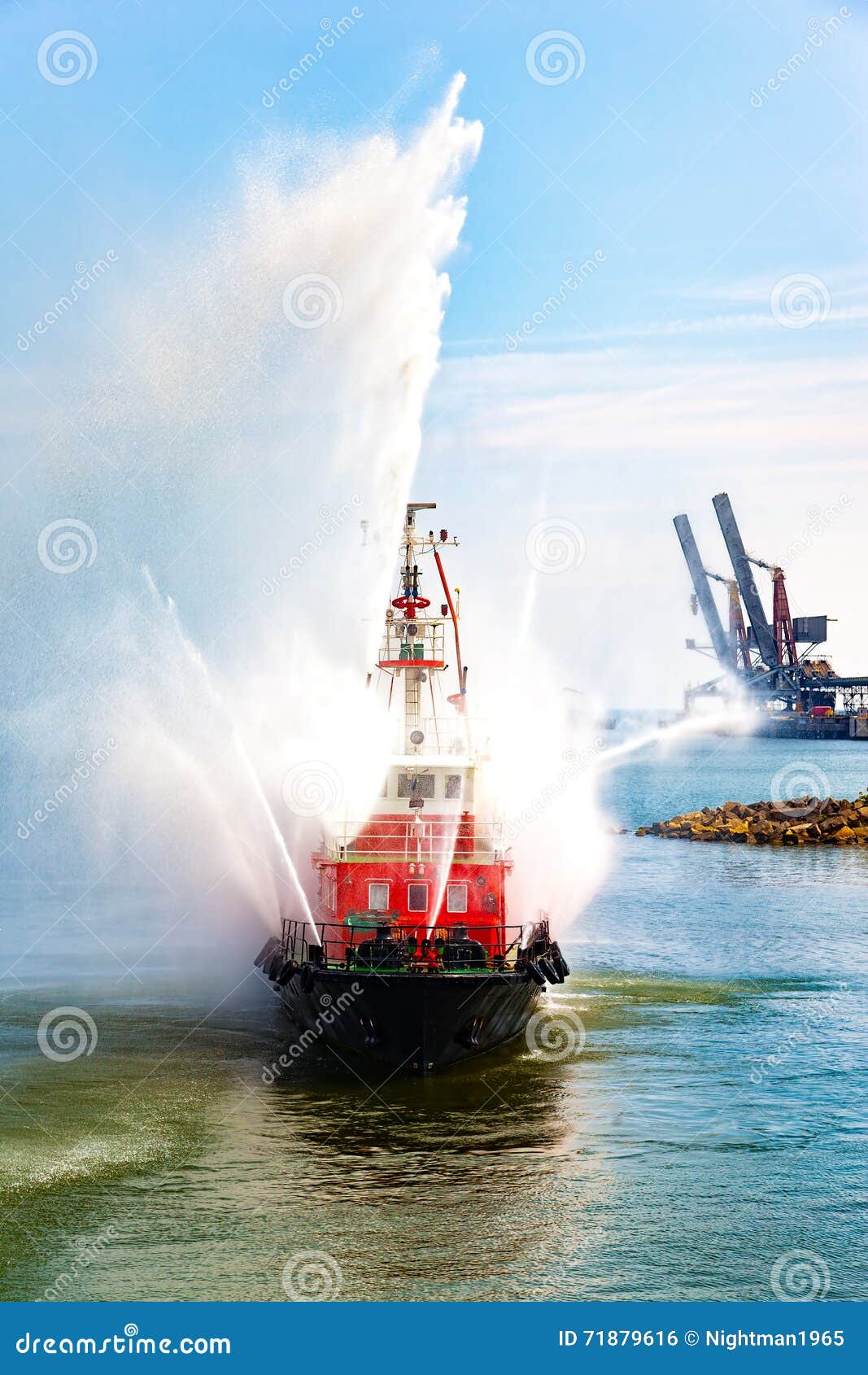 Fire boat show stock photo. Image of pier, action, float - 71879616