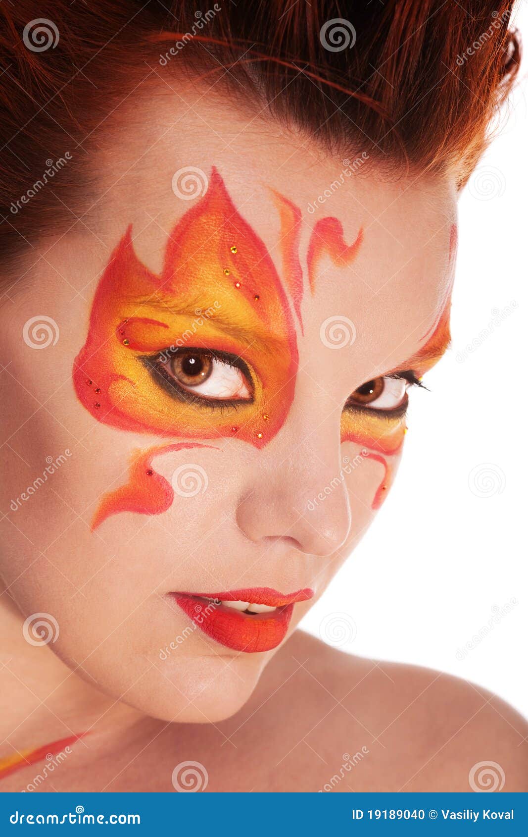 Fire bodyart stock photo. Image of vogue, fashion, isolated - 19189040