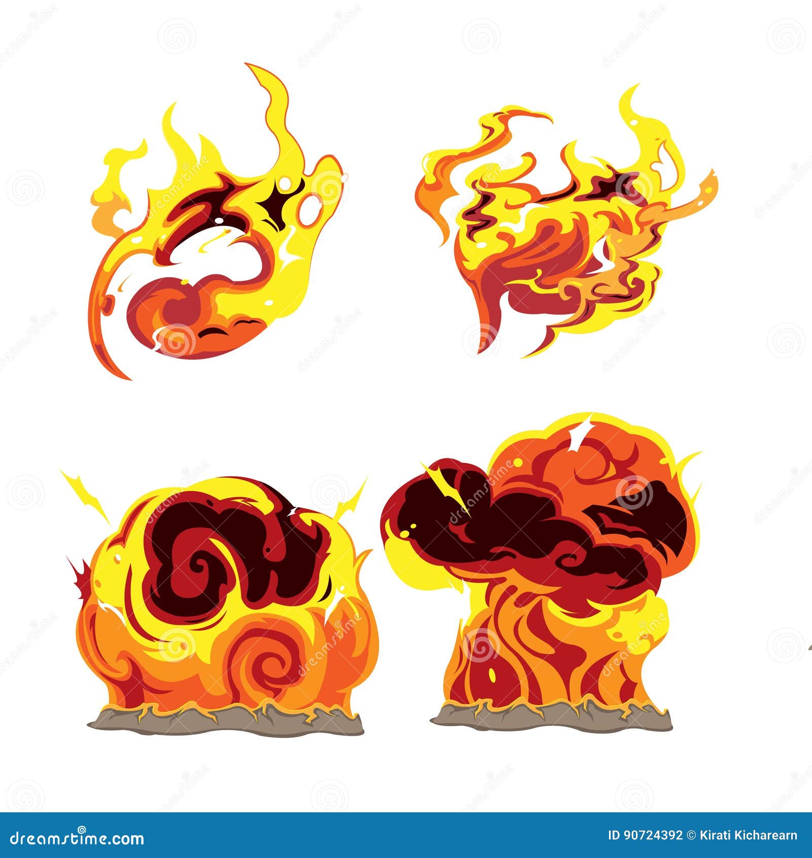 Fire Bomb Effect Element Set Stock Illustration - Illustration of ...
