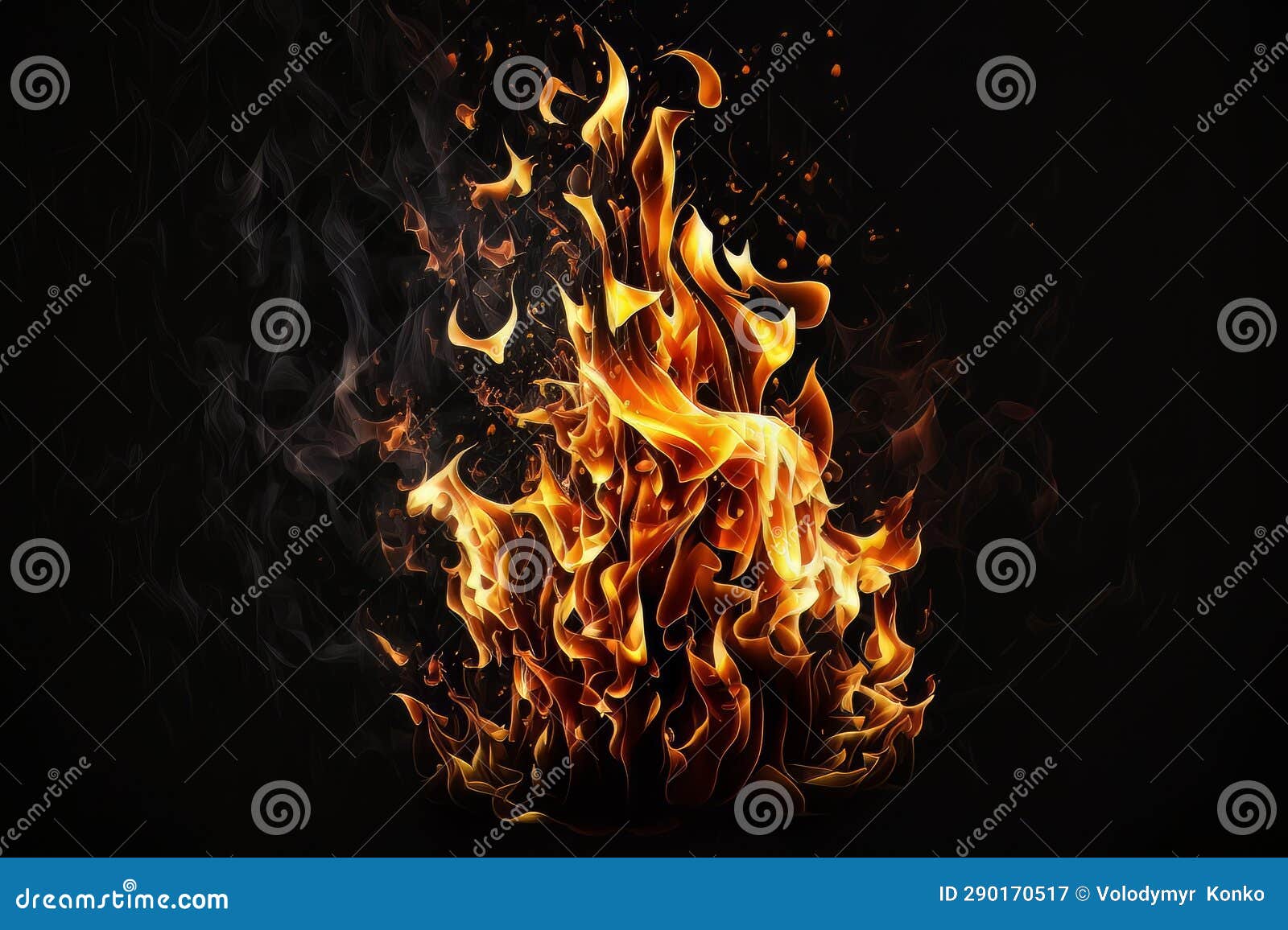 Fire Bonfire on a Black Background, Natural Flame. Generative Ai Stock ...
