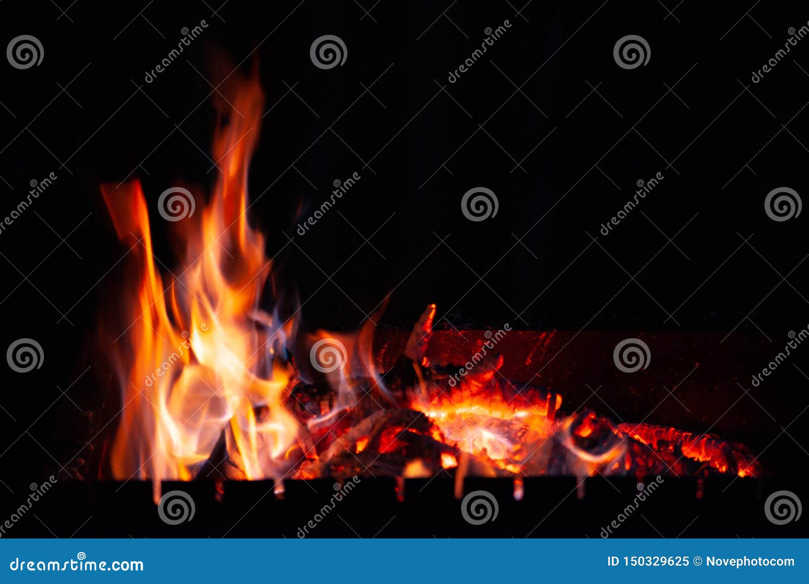Fire Bonfire. the Flame of Fire Burns in an Open Furnace at Night Stock ...