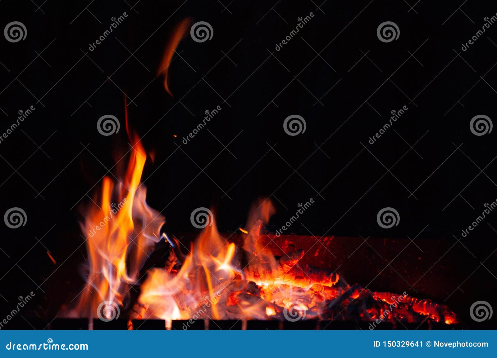 Fire Bonfire. the Flame of Fire Burns in an Open Furnace at Night Stock ...