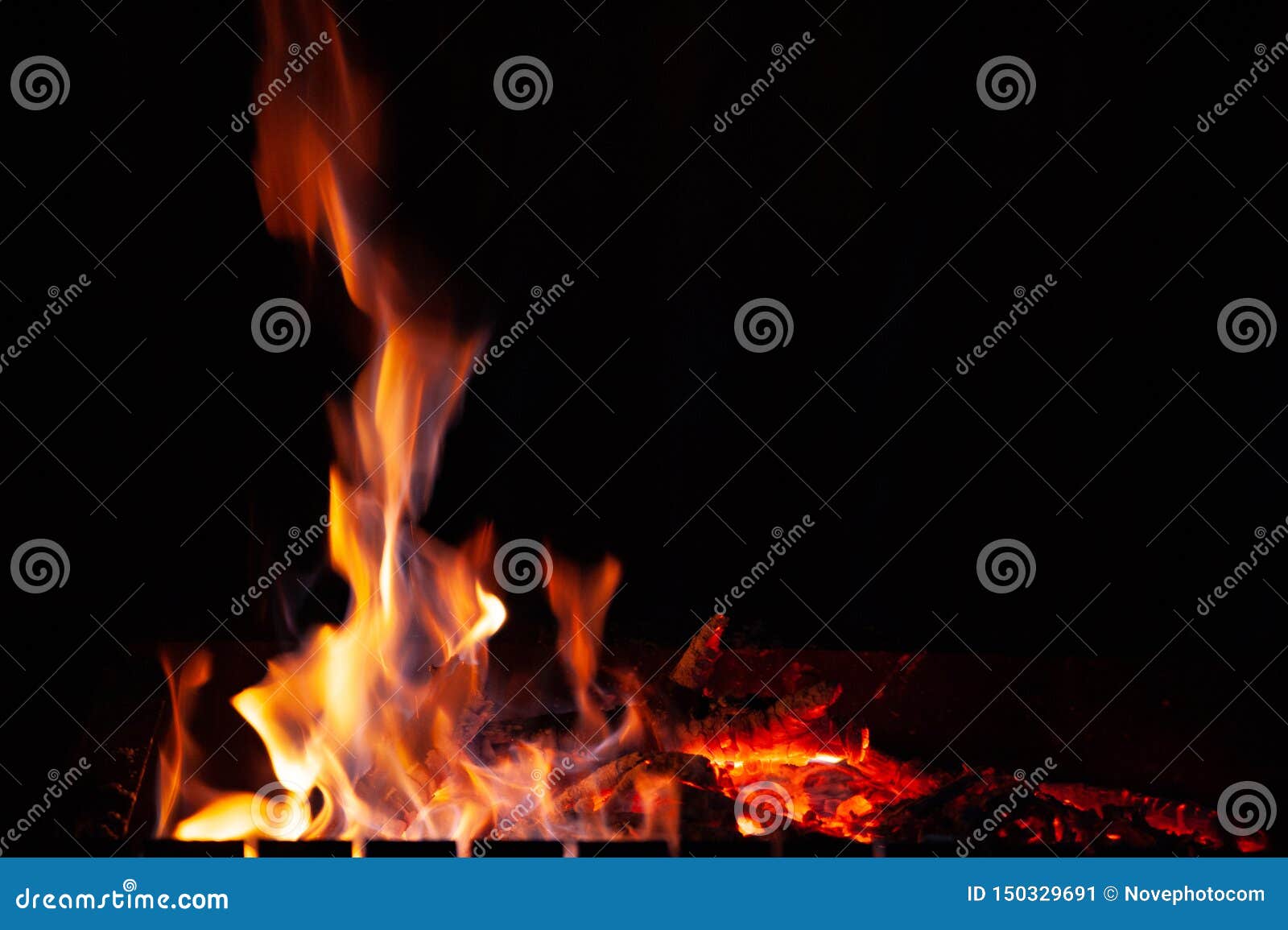 Fire Bonfire. the Flame of Fire Burns in an Open Furnace at Night Stock ...