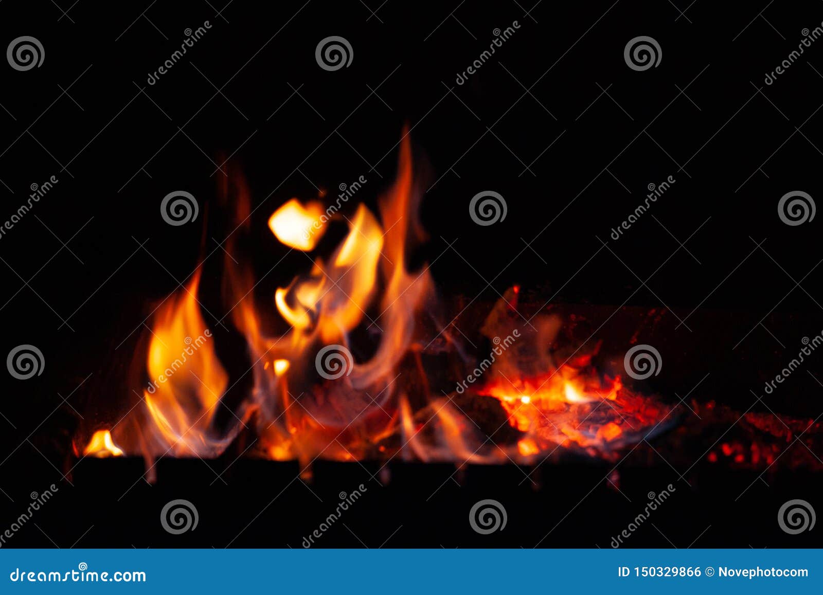 Fire Bonfire. the Flame of Fire Burns in an Open Furnace at Night Stock ...